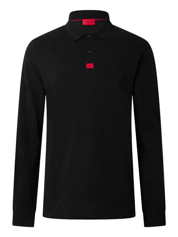 Hugo Boss Solid Longsleeve Polo Shirt - Black