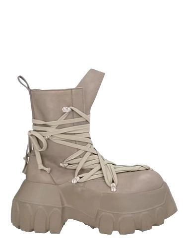 Rick Owens Leather Platform Boots - Nude