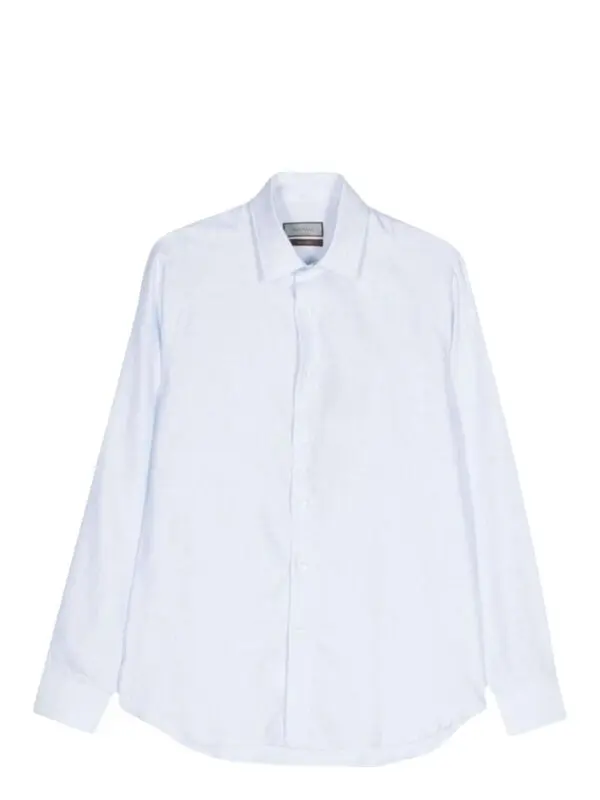 Canali Patterned-jacquard Shirt - Light Blue