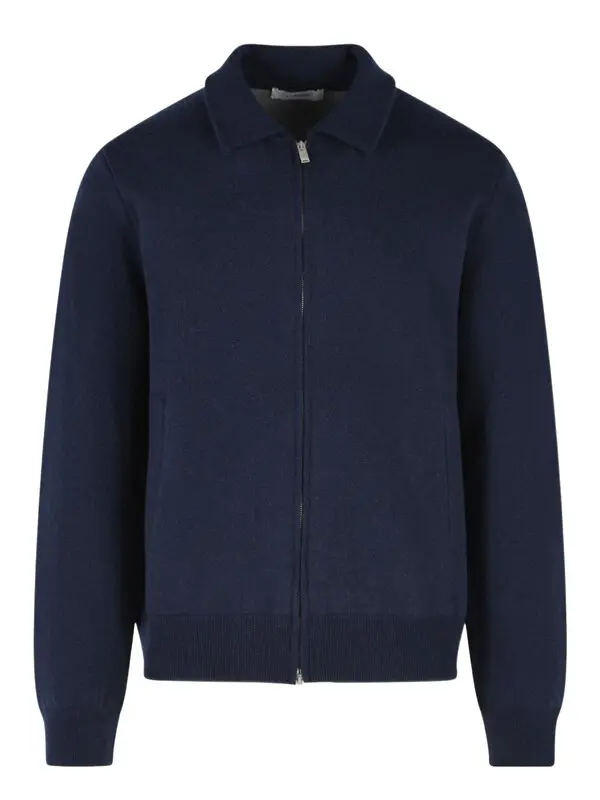 LARDINI Zip-up Collared Jacket - Navy