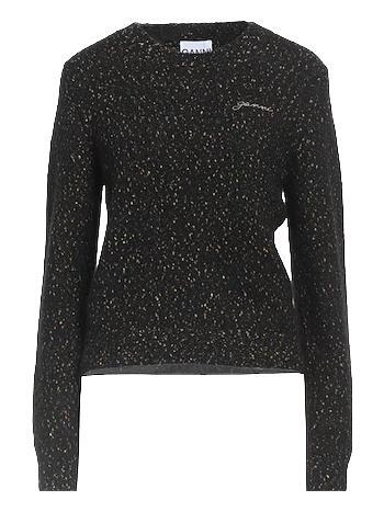 GANNI Two-tone Knit Crewneck Long Sleeve Pullover - Black