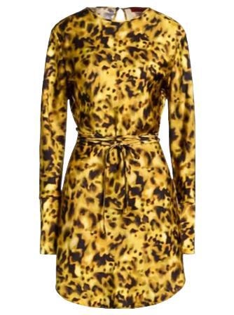 MAXCO. Max&co. Multicolor Leopard Print Satin Belted Dress - Brown