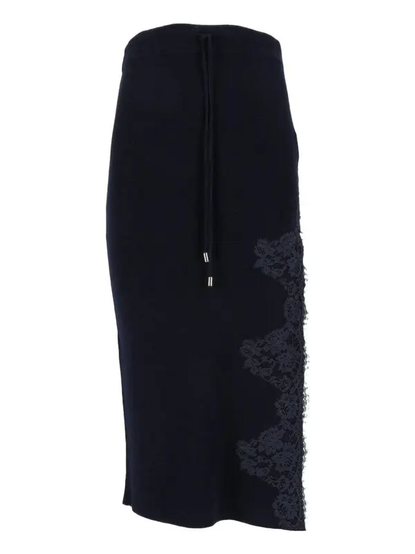 Ermanno Scervino Drawstring Maxi Skirt With Lace Detail - Black