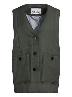 GANNI Quilted Sleeveless Vest - Black