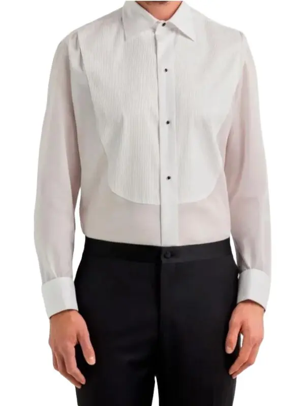 Canali Pleated-bib French-cuff Shirt - White