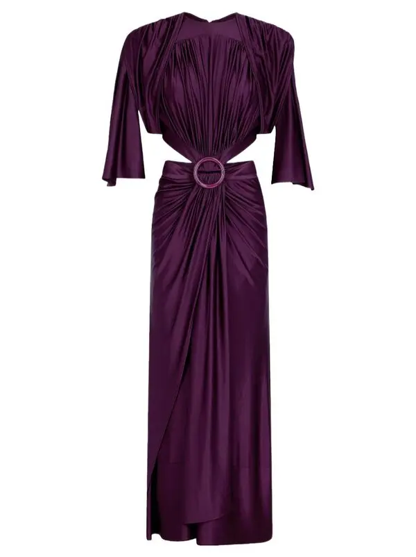 Rabanne Ring-detailed Ruched Maxi Dress - Magenta