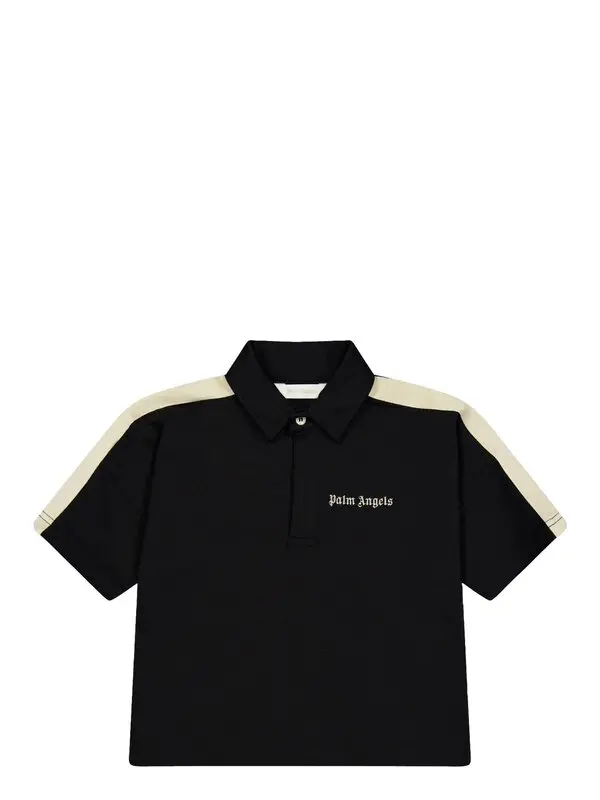 Palm Angels Short Sleeve Polo Shirt With Logo Detail - Black