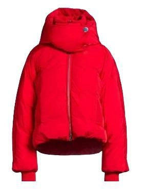 Sportmax Down Puffer Jacket With Detachable Hood And Knitted Trims - Red