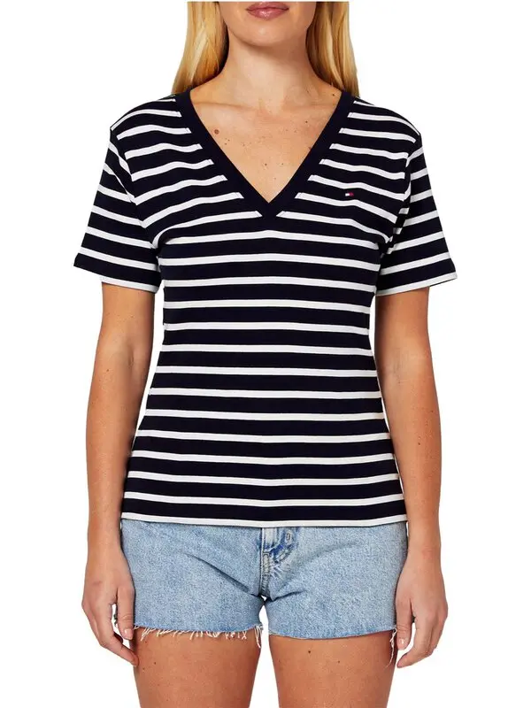 Tommy Hilfiger V-neck Striped T-shirt - No