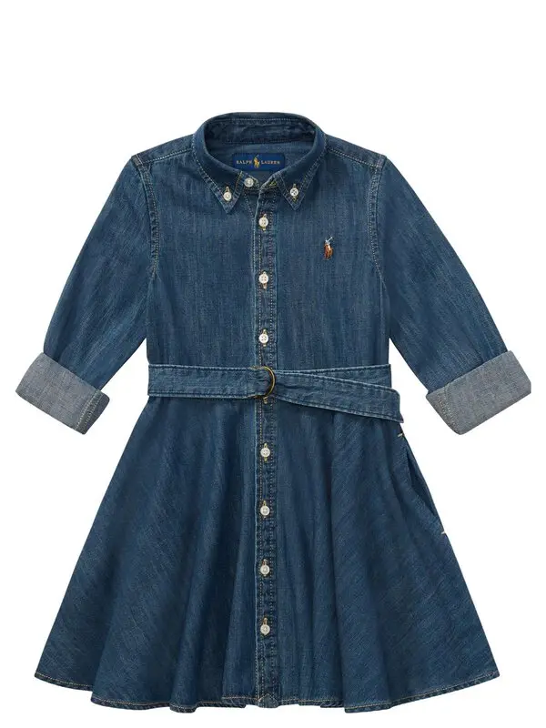 Polo Ralph Lauren Long Sleeve Denim Shirt Dress With Belt - Blue