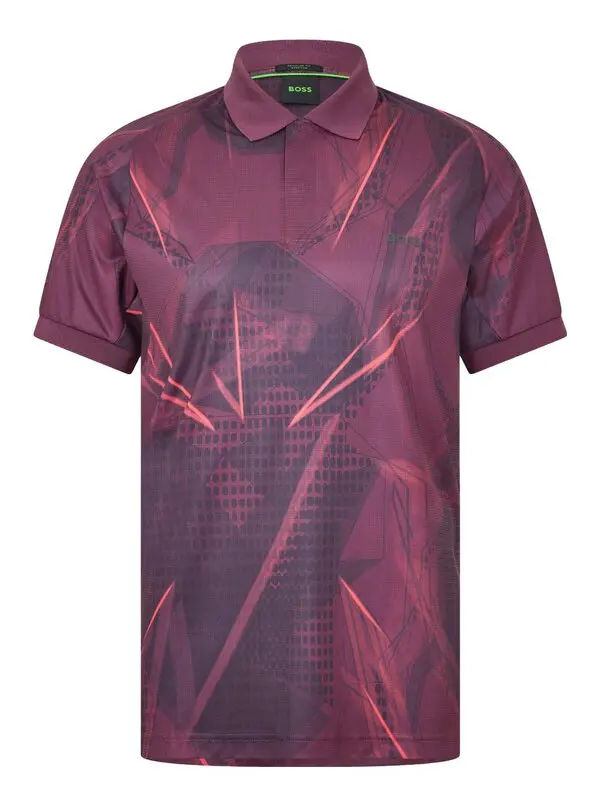 Hugo Boss Allover Geometric Print Shortsleeve Polo Shir - Red