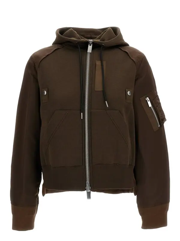 Sacai Hybrid Hooded Bomber Jacket - Brown