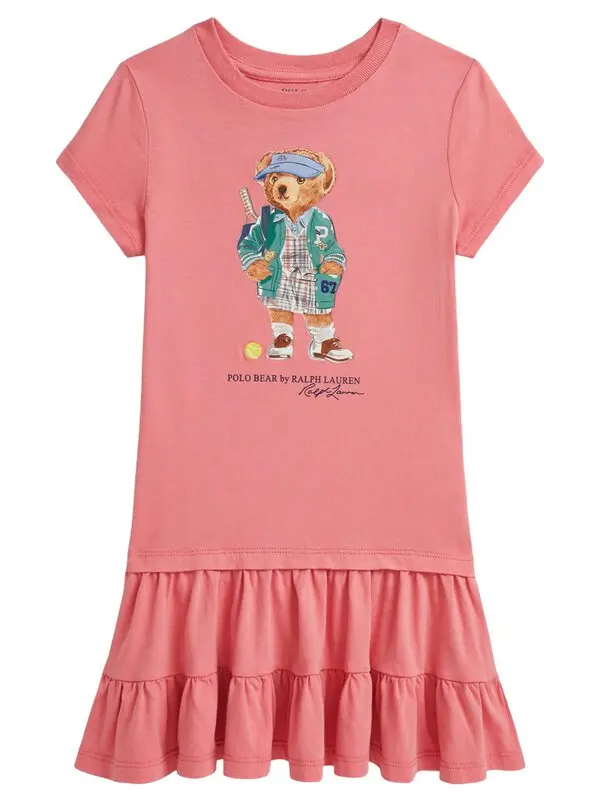 Polo Ralph Lauren Short Sleeve T-shirt Dress With Ruffled Hem - Pink