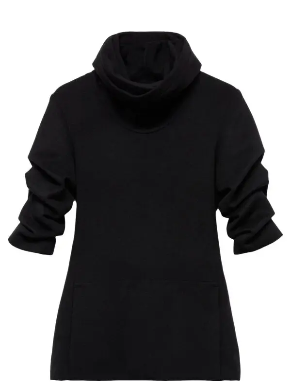 7 For All Mankind Wool Blend Pleated Turtleneck Dress - Black