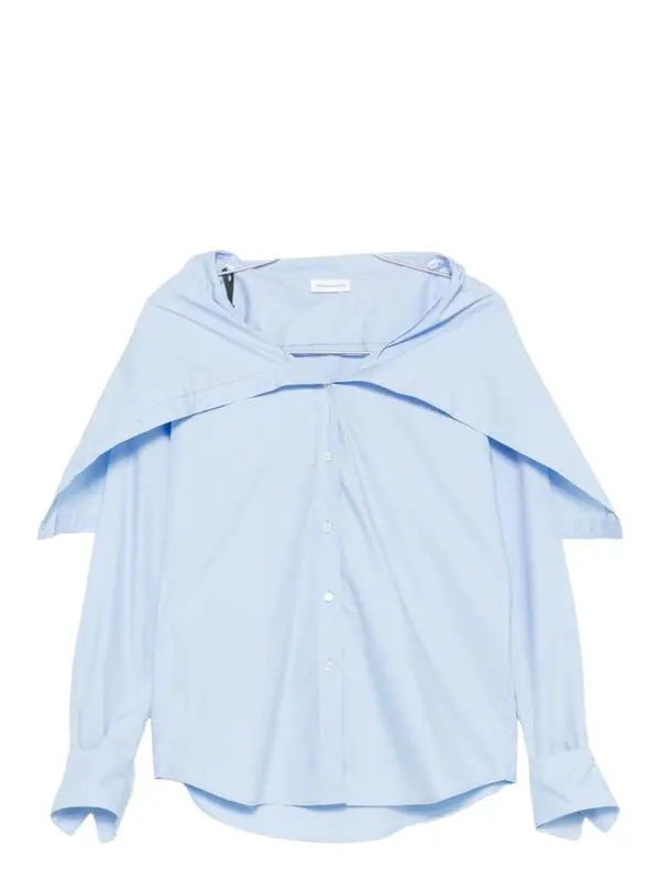 7 For All Mankind High-necked Long-sleeved Poplin Shirt - Light Blue