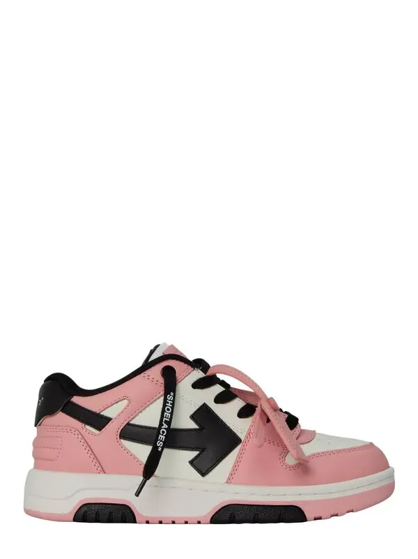 Off-White And White Leather Sneakers - Pink
