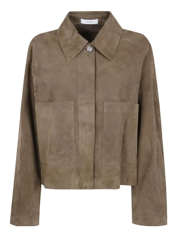 JOSEPH Suede Boxy Jacket - Brown