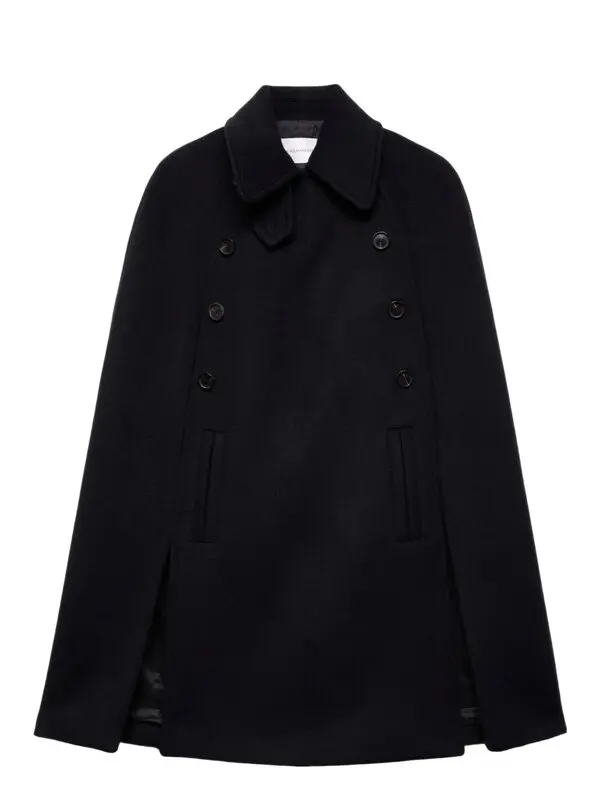 7 For All Mankind Double-breasted Wool Shawl Coat - Black