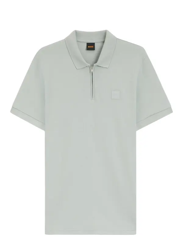 Hugo Boss Shortsleeve Zipup Polo - Silver
