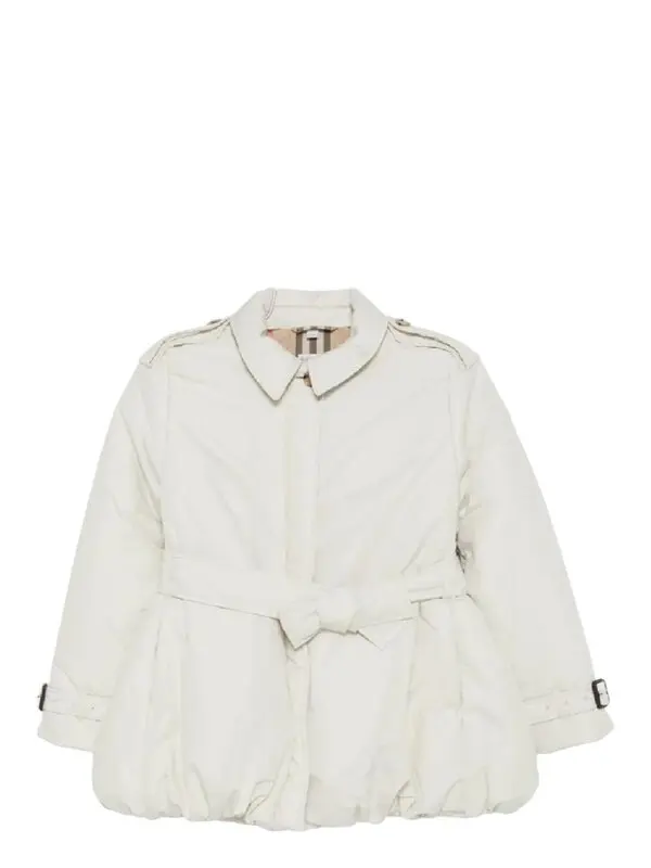 Burberry Belted Bubble-hem Coat - Ice
