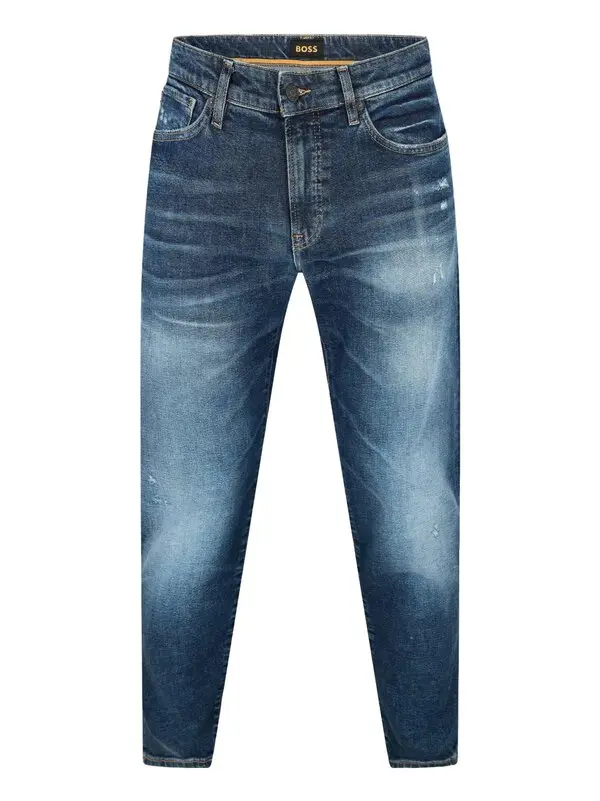 Hugo Boss Washed Tapered Jeans - Blue