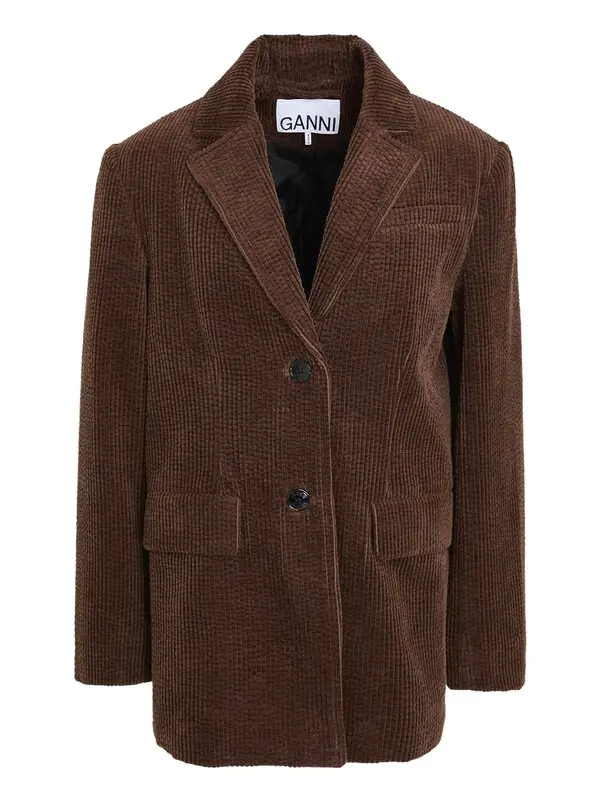 GANNI Single-breasted Corduroy Blazer - Red
