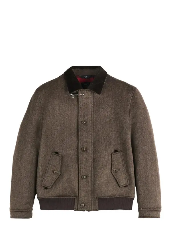 FAY Corduroy-collar Lobster-clasp Bomber Jacket - Brown