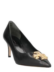 Tory Burch Pointed-toe Stiletto Pumps With Logo Embellishment - Black