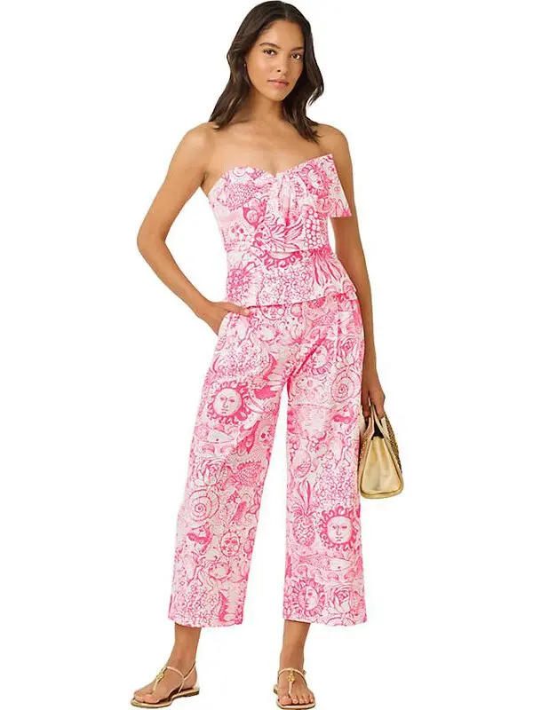 Lilly Pulitzer® Mandalay Wide Leg Crop Pant - Cherry Blossom Pink Fleur De Lilly