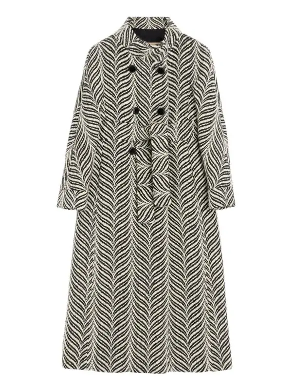 Valentino Garavani Long-sleeved Double-breasted Coat - Burro/nero