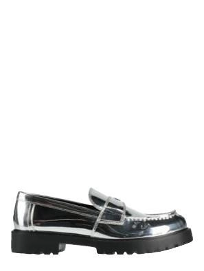 Tory Burch Metallic Round Toe Platform Loafers - Black
