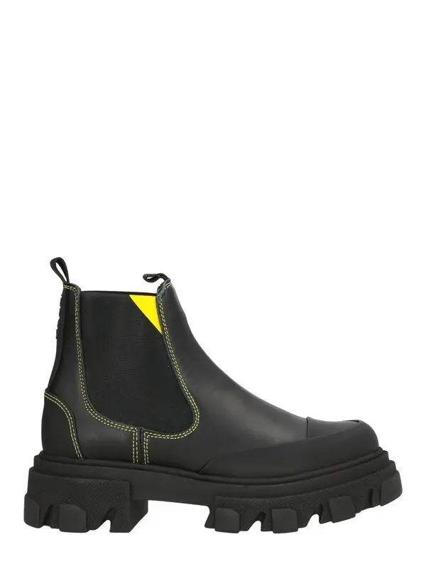 GANNI Round-toe Platform Leather Boots - Black