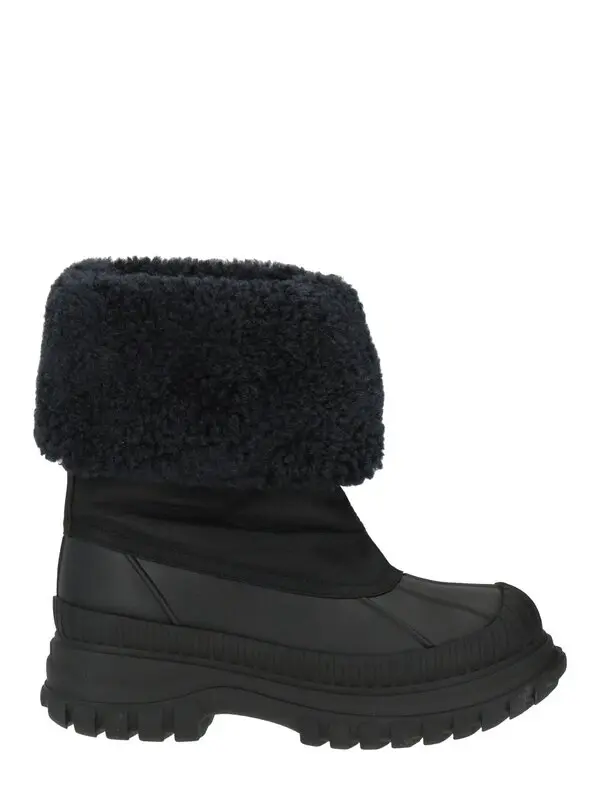GANNI Fleece Platform Ankle Boots - Black