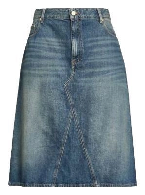 GANNI High-waisted Vintage Denim Midi Skirt - Blue