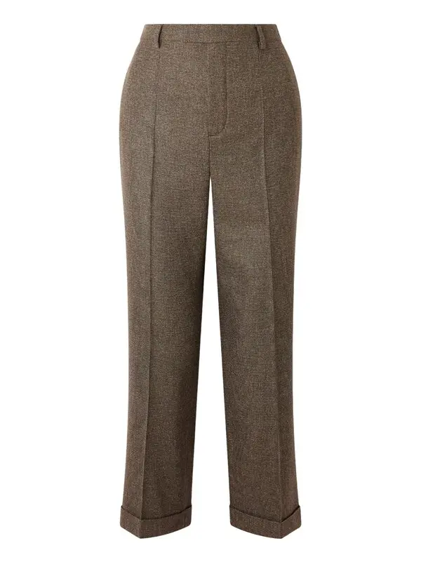 Loro Piana Wool And Cashmere Blend Cropped Straight-leg Pants - Brown