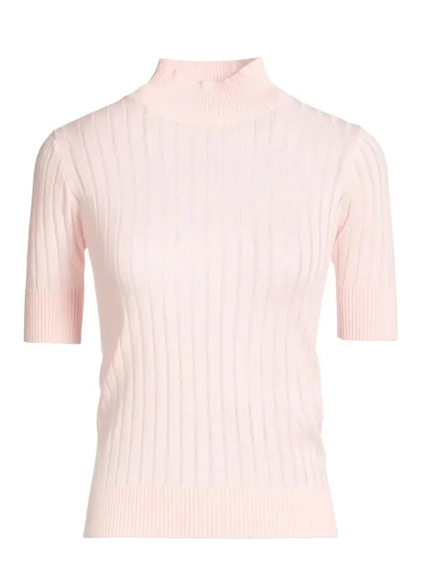 Max Mara Mock Neck Knit Top With Ribbed Texture - Pink