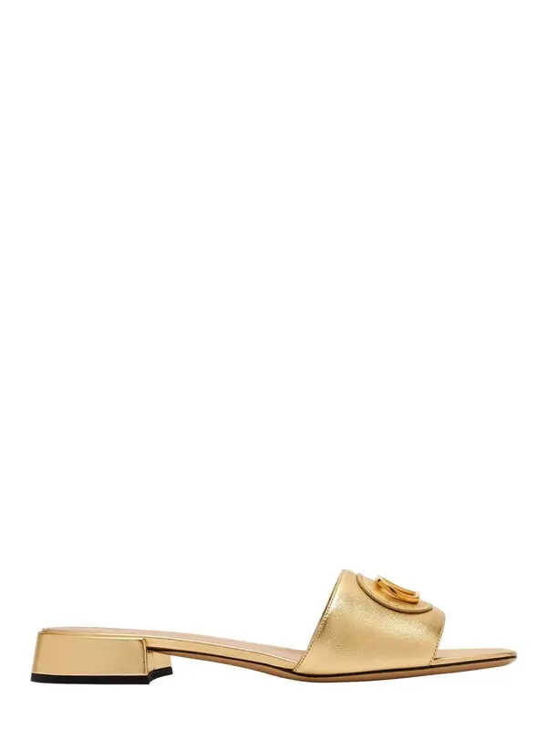 Valentino Garavani Vlogo Plaque Slip-on Sandals - Nude