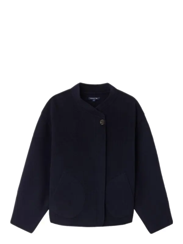 Soeur Short Coat With High Neck And Side Pockets - Black