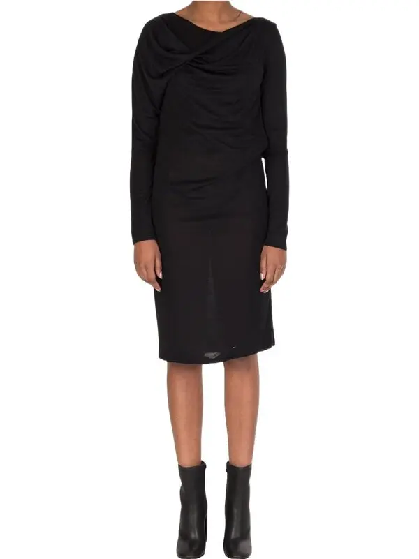 MAISON MARGIELA Knitted Dress With Draped Detailing - Black