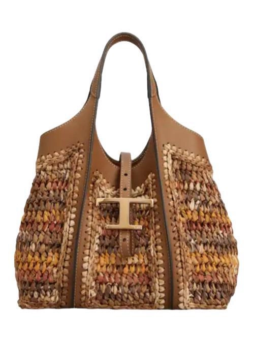 TOD'S Double Handle Shoulder Bag With T Timeless Pendant - Brown
