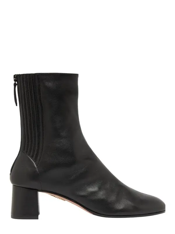 AQUAZZURA Round Toe Zip Up Ankle Boots - Black