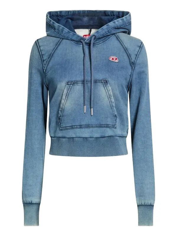 DIESEL® Mid-wash Denim Embroidered Hoodie - Blue