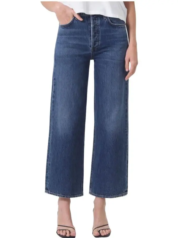 AGOLDE High Waist Wide Leg Denim Trousers - Blue