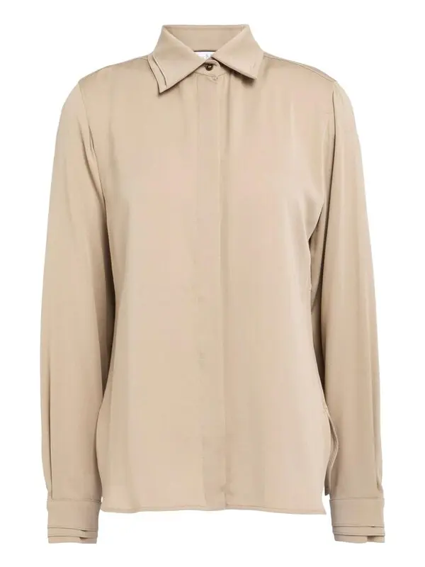 Max Mara Long Sleeve Crepe Shirt - Nude