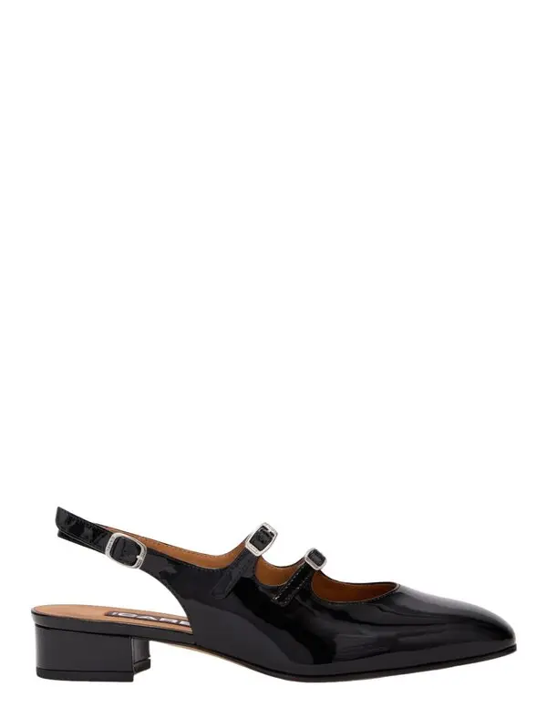 CAREL Ballet Flats With Metallic Finish And Back Strap - Black