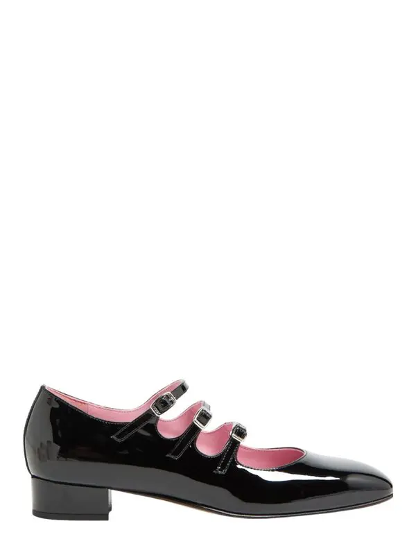 CAREL Patent Leather Strappy Mary Jane Flats - Black