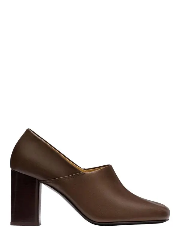 LEMAIRE Round Toe Block Heel High Heels - Brown