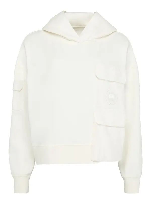 Canada Goose Yates Cropped Hoodie With Flap Pockets - White