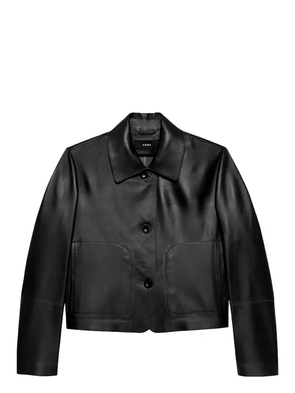 ARMA Lamb Leather Cropped Jacket - Black
