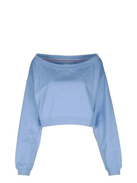 Tommy Hilfiger Off-the-shoulder Cropped Sweatshirt - Medium Blue